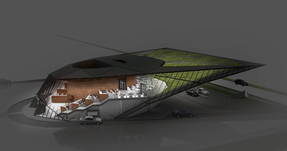 Tankstation met restaurant in luifel - architectenweb.nl