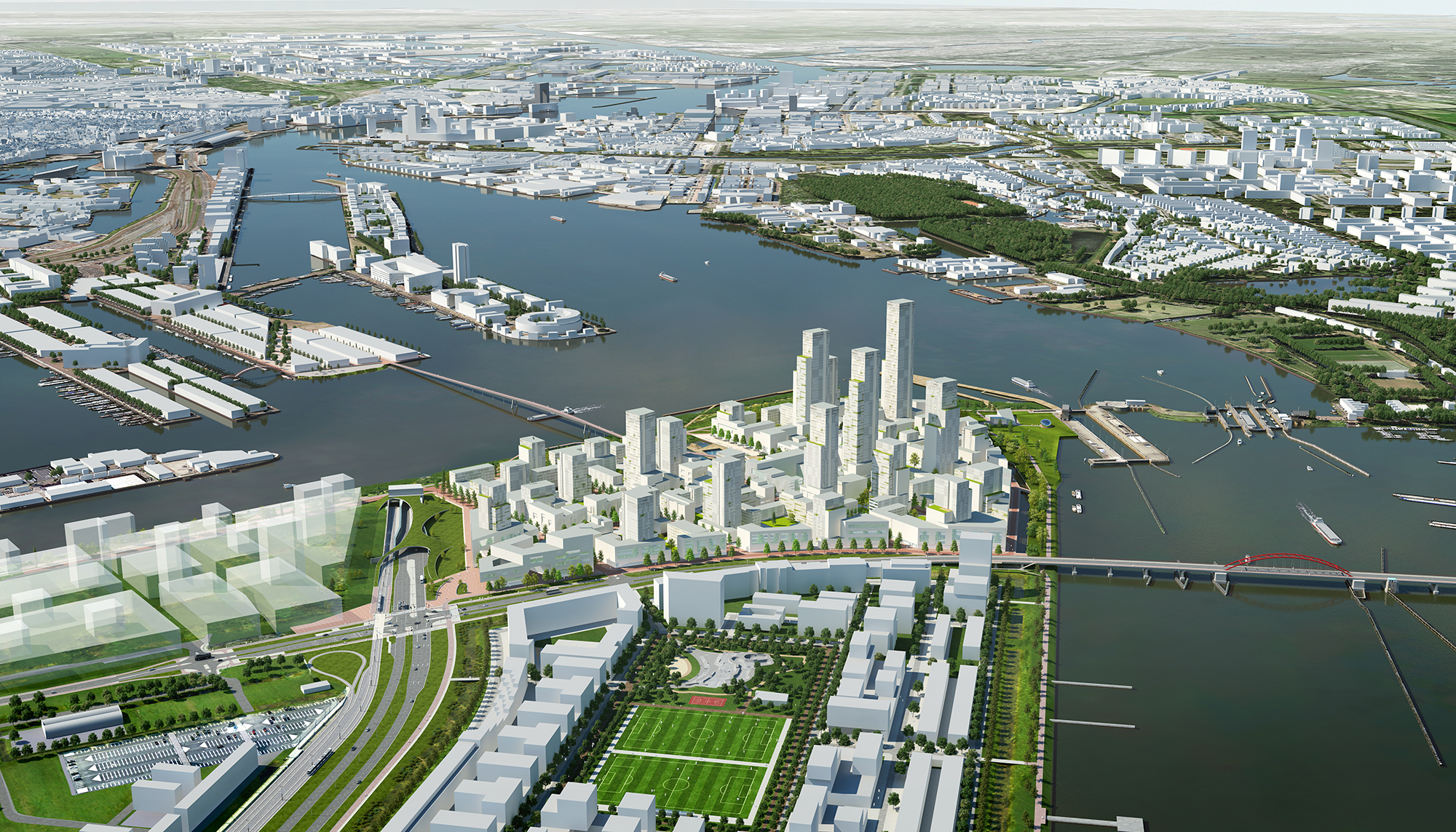 Hoogbouw tot 143 meter in Sluisbuurt Amsterdam - architectenweb.nl